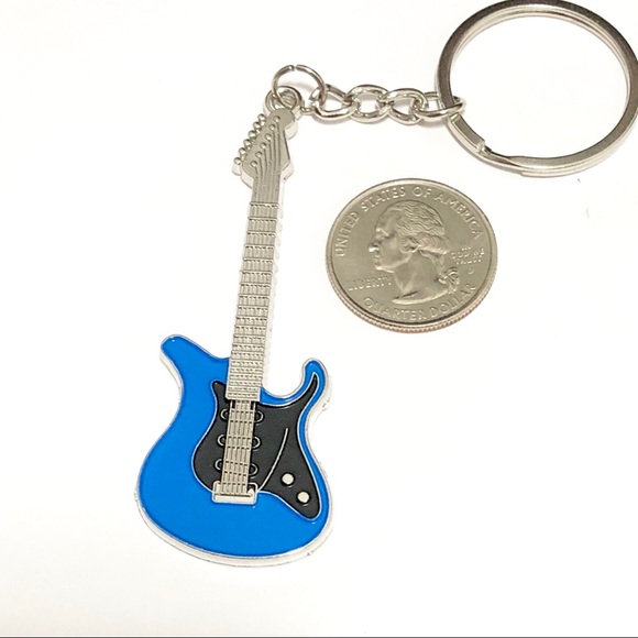 Accessories | Guitar Keychain Silver Tone And Enamel Colors | Poshmark
